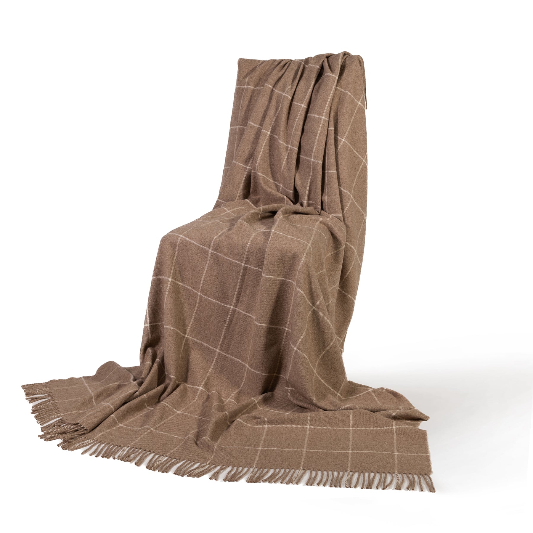 Camel Check Luxury Cashmere Blanket | Made In The UK | Ava Innes
